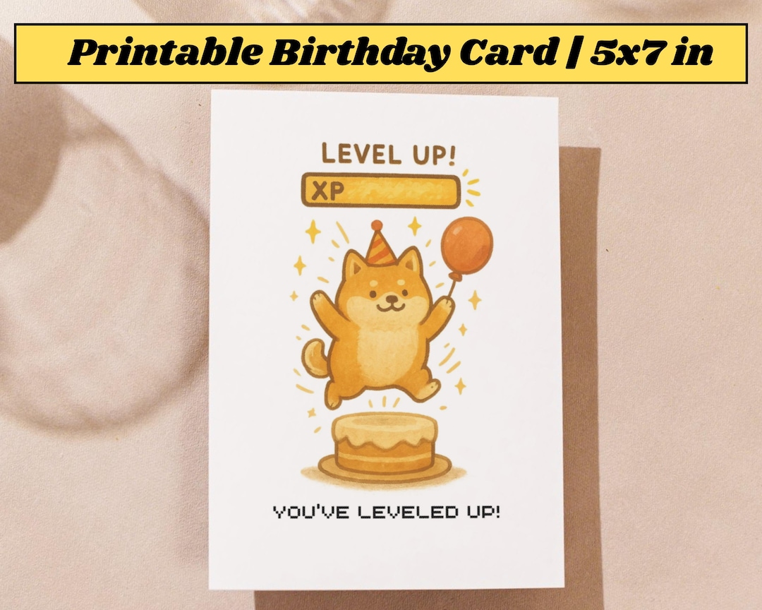 Printable Birthday Card Dog Game Theme Greeting Card for Friend, Pdf ...
