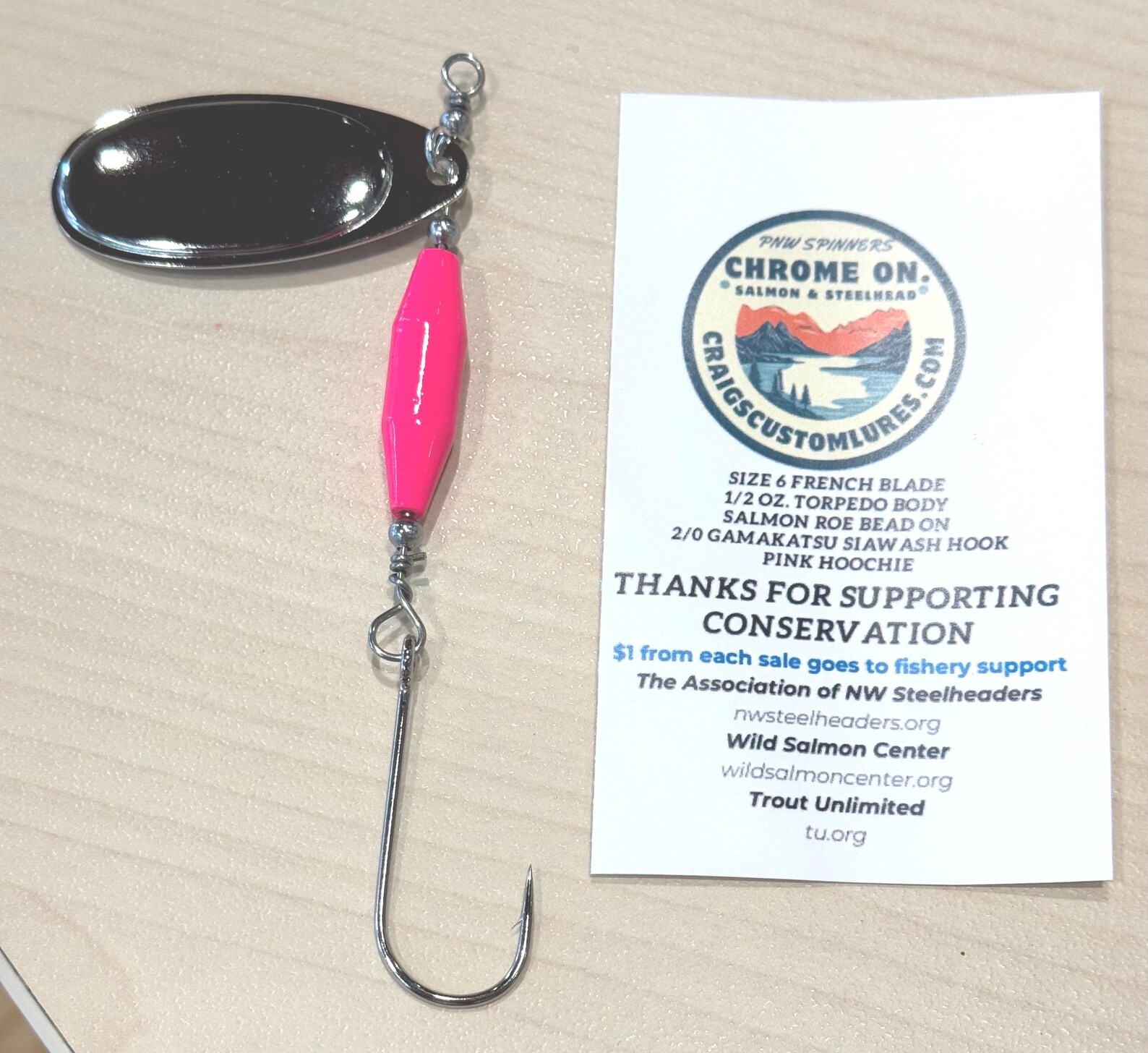 Salmon and Steelhead Spinner Lure, 1/2 Oz Torpedo Body on Gamakatsu ...