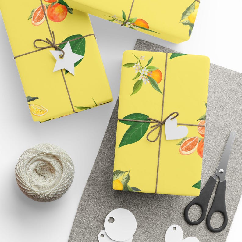 Wrapping Papers, Citrus Fruits and Leaves Design, Summer Gift Wrap ...