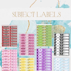 Printable School Subject Labels for Students | School Notebook Subject ...