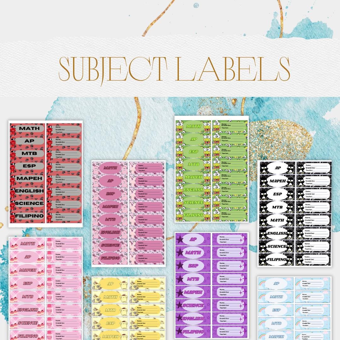Printable School Subject Labels for Students | School Notebook Subject ...