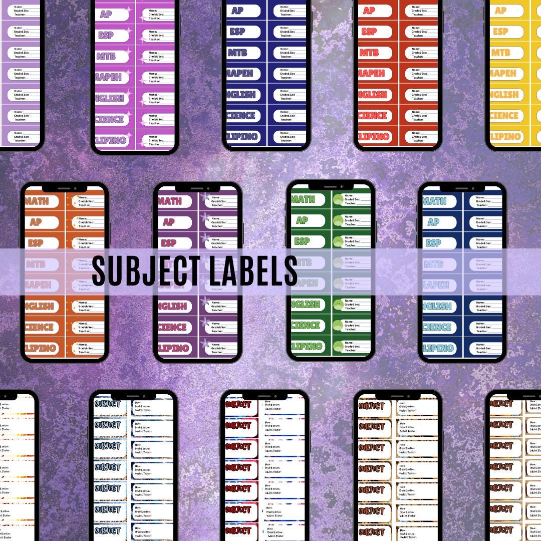 Printable School Subject Labels for Students | School Notebook Subject ...