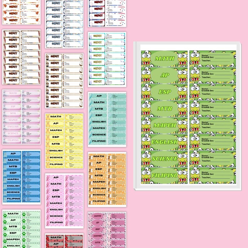 Printable School Subject Labels for Students | School Notebook Subject ...