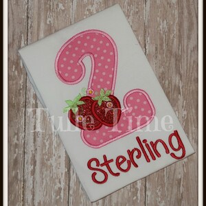 Strawberry Number Birthday Shirt Pink Red Glitter Any Age 1st 2nd 3rd ...