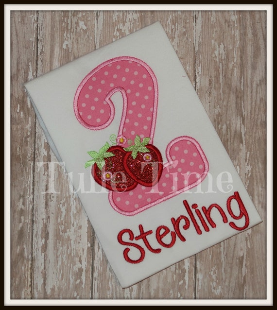 Strawberry Number Birthday Shirt Pink Red Glitter Any Age 1st | Etsy