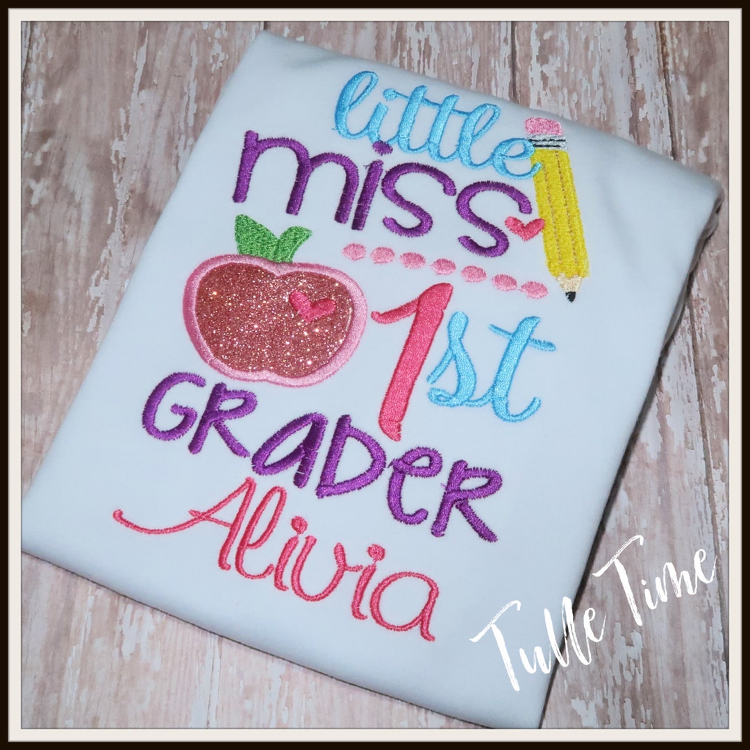Embroidered Back to School Little Miss Kindergarten 1st, 2nd, 3rd, 4th ...