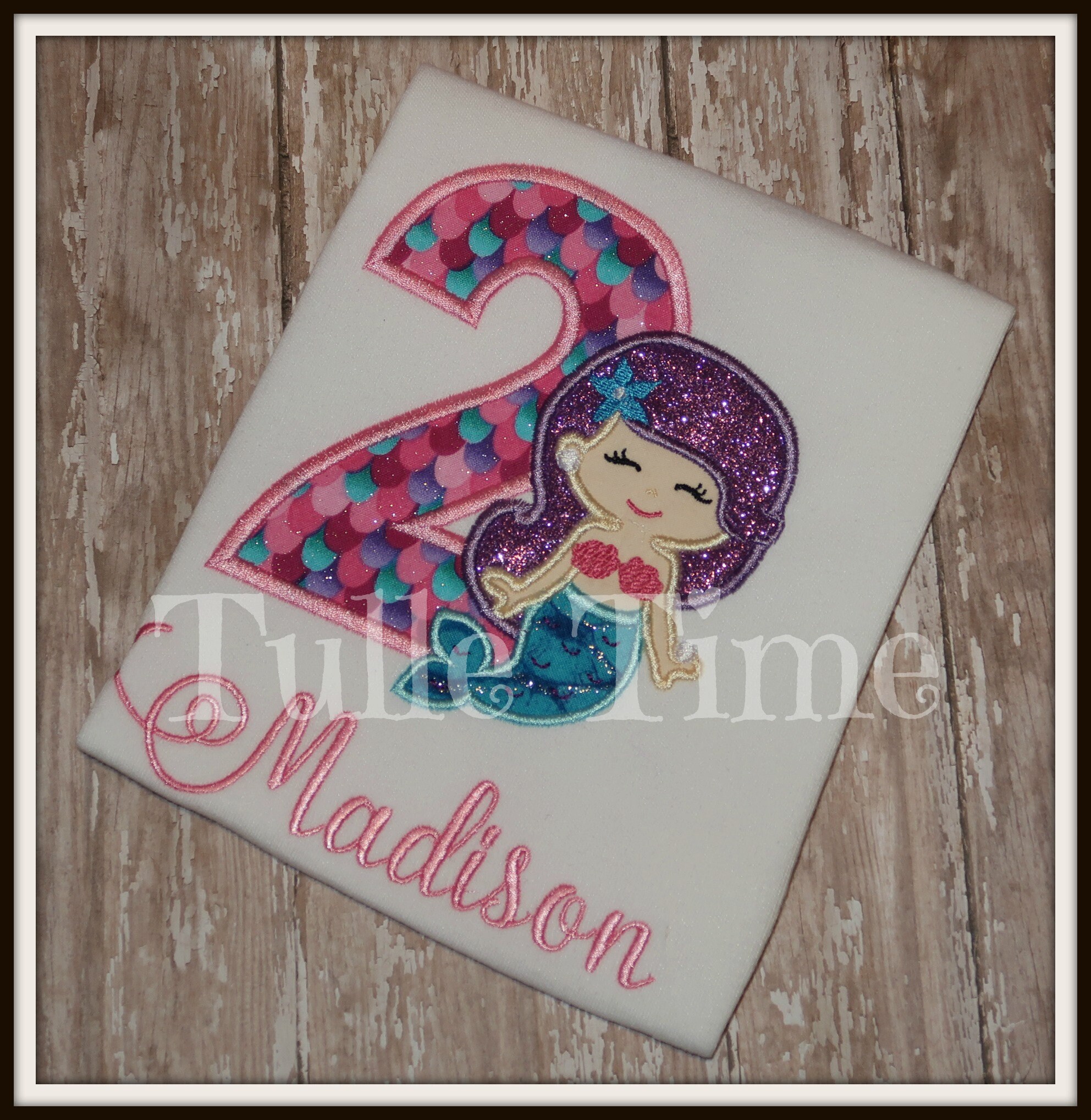 Mermaid Birthday Shirt Hot Pink Teal Lavender Purple Glitter Number 1st ...