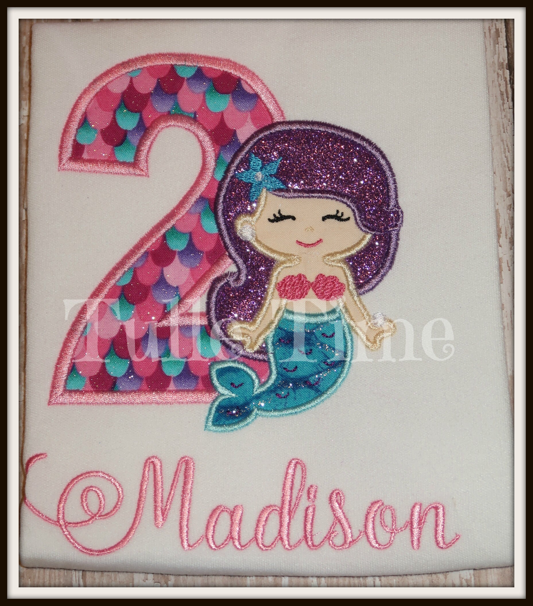 Mermaid Birthday Shirt Hot Pink Teal Lavender Purple Glitter Number 1st ...