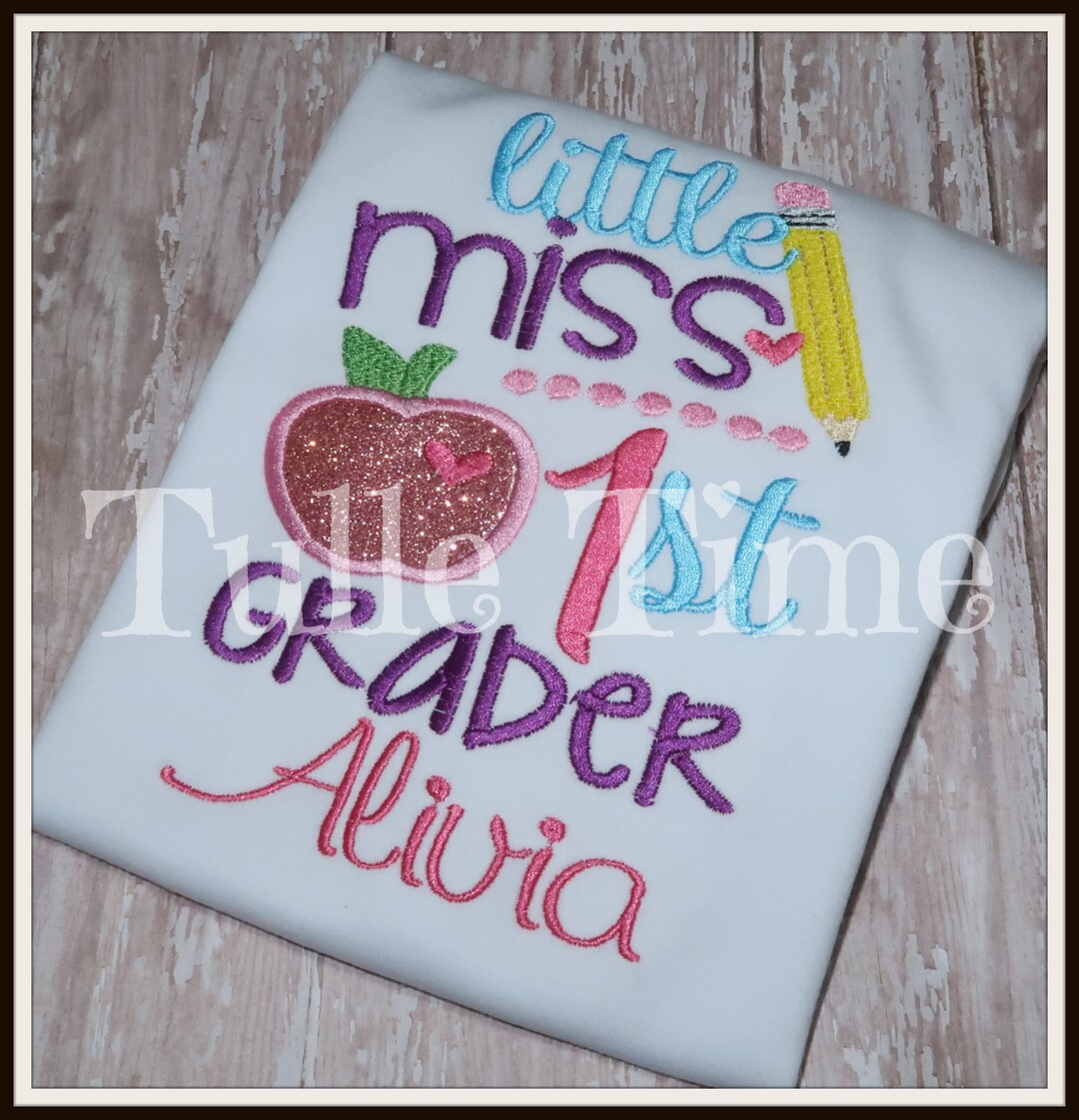 Embroidered Back to School Little Miss Kindergarten 1st, 2nd, 3rd, 4th ...