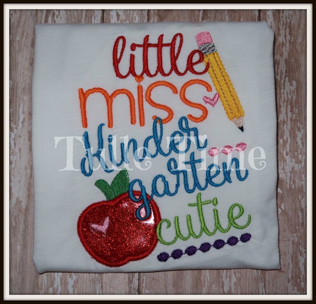 Embroidered Back to School Little Miss Kindergarten 1st, 2nd, 3rd, 4th ...