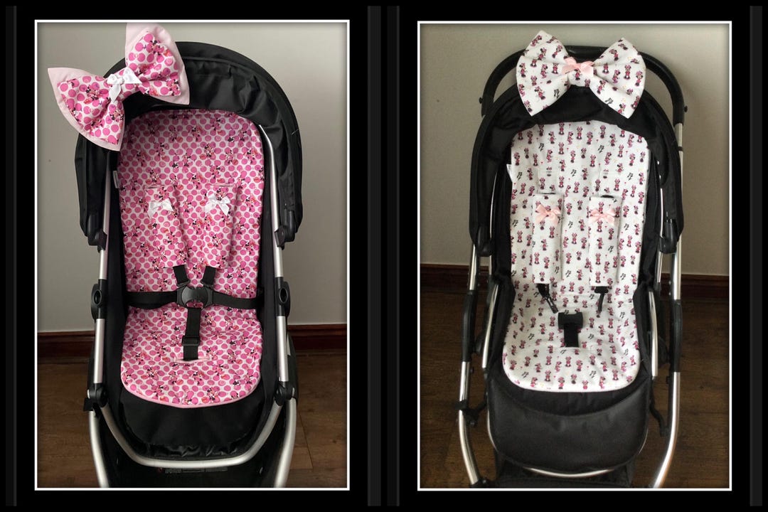 Minnie Mouse Pram Pushchair Stroller Liner Cotton Fabric Harness Strap ...