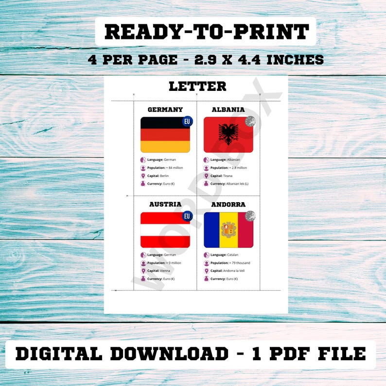 Countries of Europe • 56 Montessori Cards • Educational Cards ...