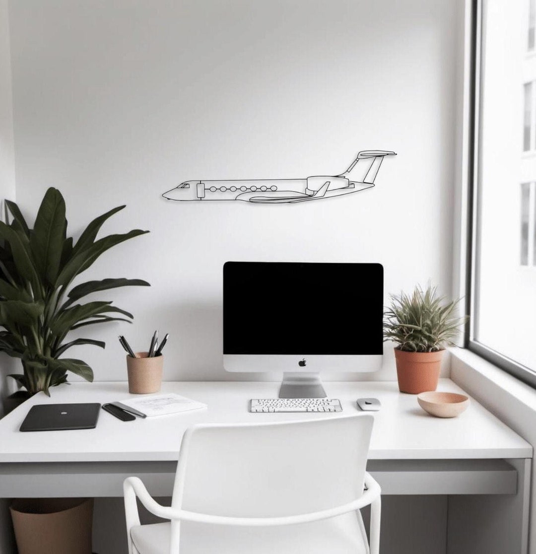 Gulfstream Silhouette - Wall Art - Airplane Contour - Aircraft 3D ...