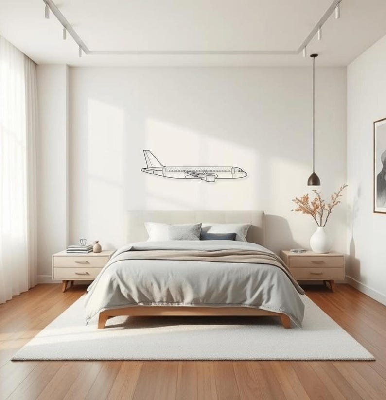 Airbus A320 Silhouette - Wall Art - Airplane Contour - Aircraft 3D ...