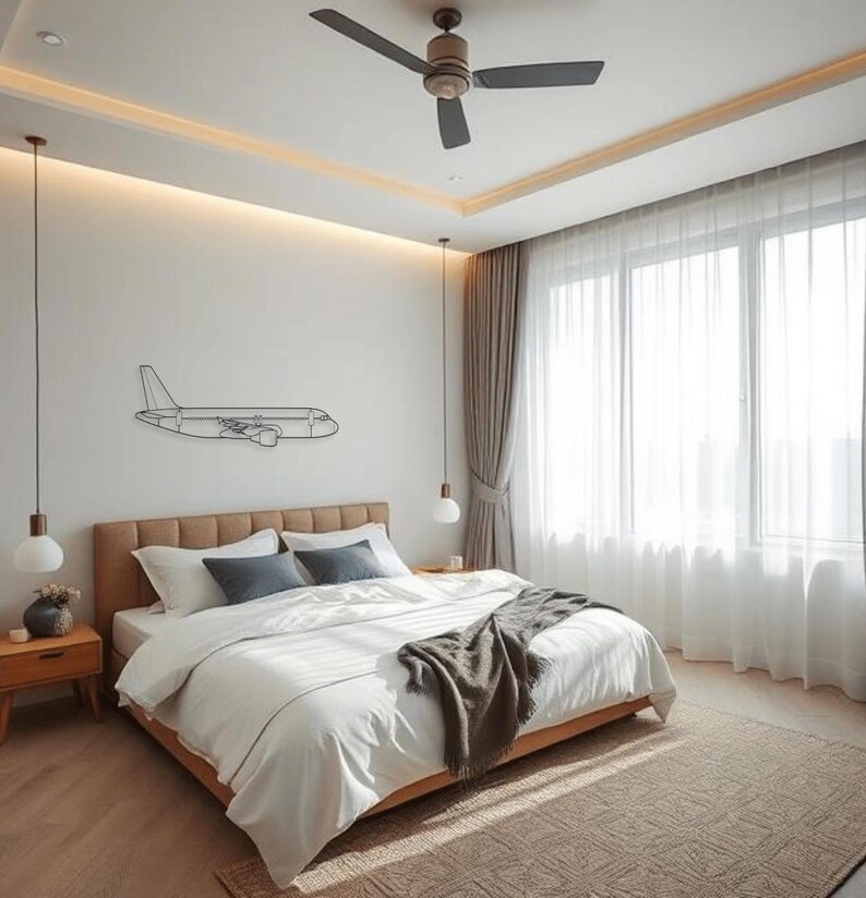 Airbus A320 Silhouette - Wall Art - Airplane Contour - Aircraft 3D ...
