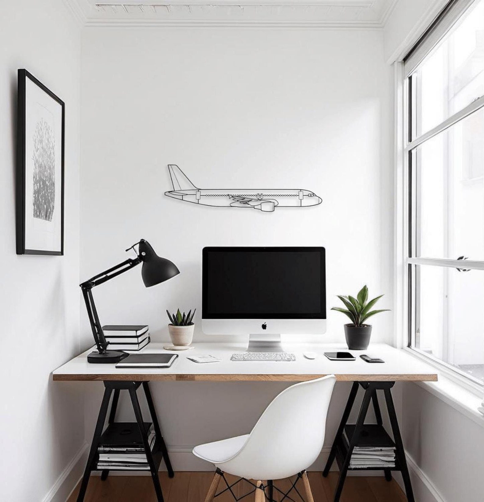 Airbus A320 Silhouette - Wall Art - Airplane Contour - Aircraft 3D ...