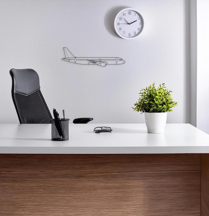 Airbus A320 Silhouette - Wall Art - Airplane Contour - Aircraft 3D ...