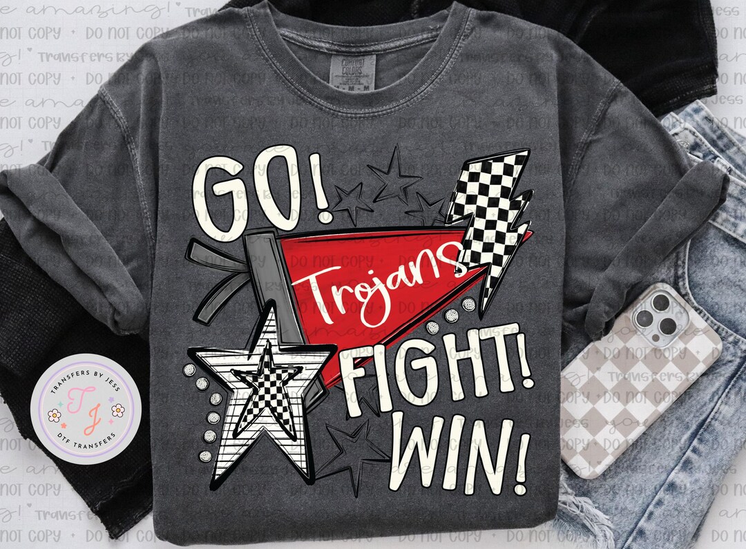Trojans Mascot Go Fight Win Pennant DTF Transfer - Etsy