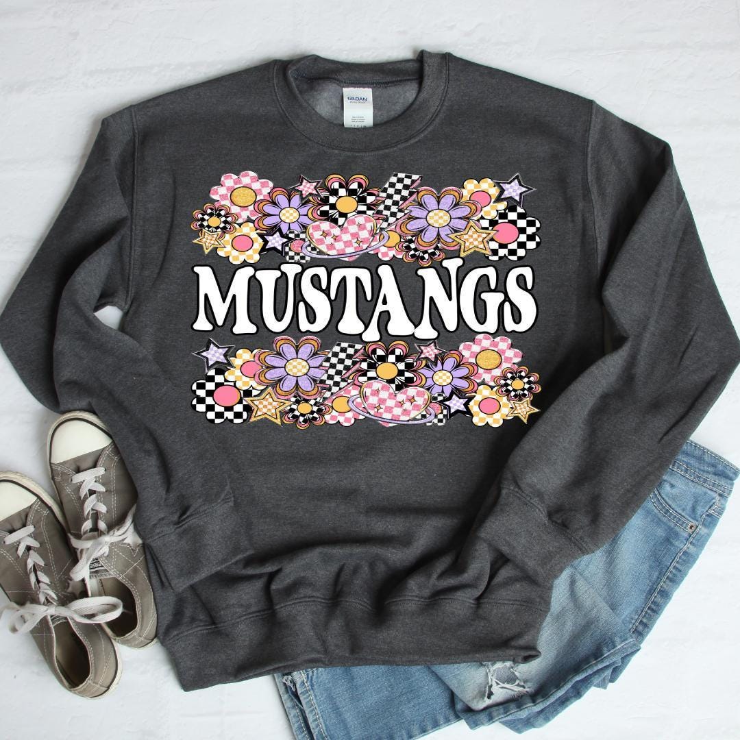Funky Flowers Mascots Mustangs DTF Transfer - Etsy