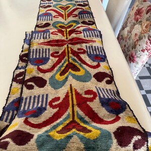 Traditional Uzbek Silk Ikat Fabric - Multi Color Velvet Handloomed ...