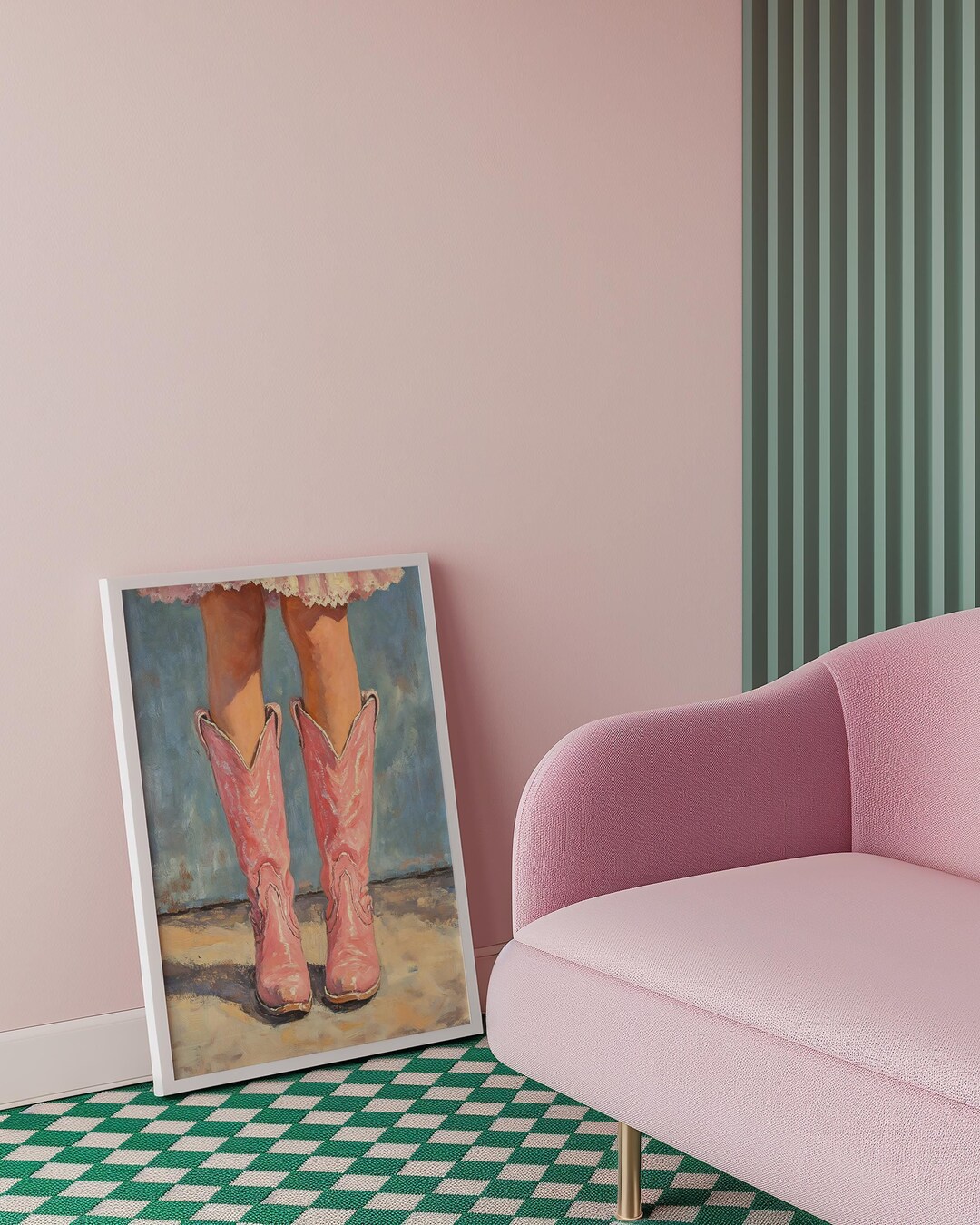 Pink Pastel Cowboy Boots, Retro Oil Painting, Downloadable Printable ...