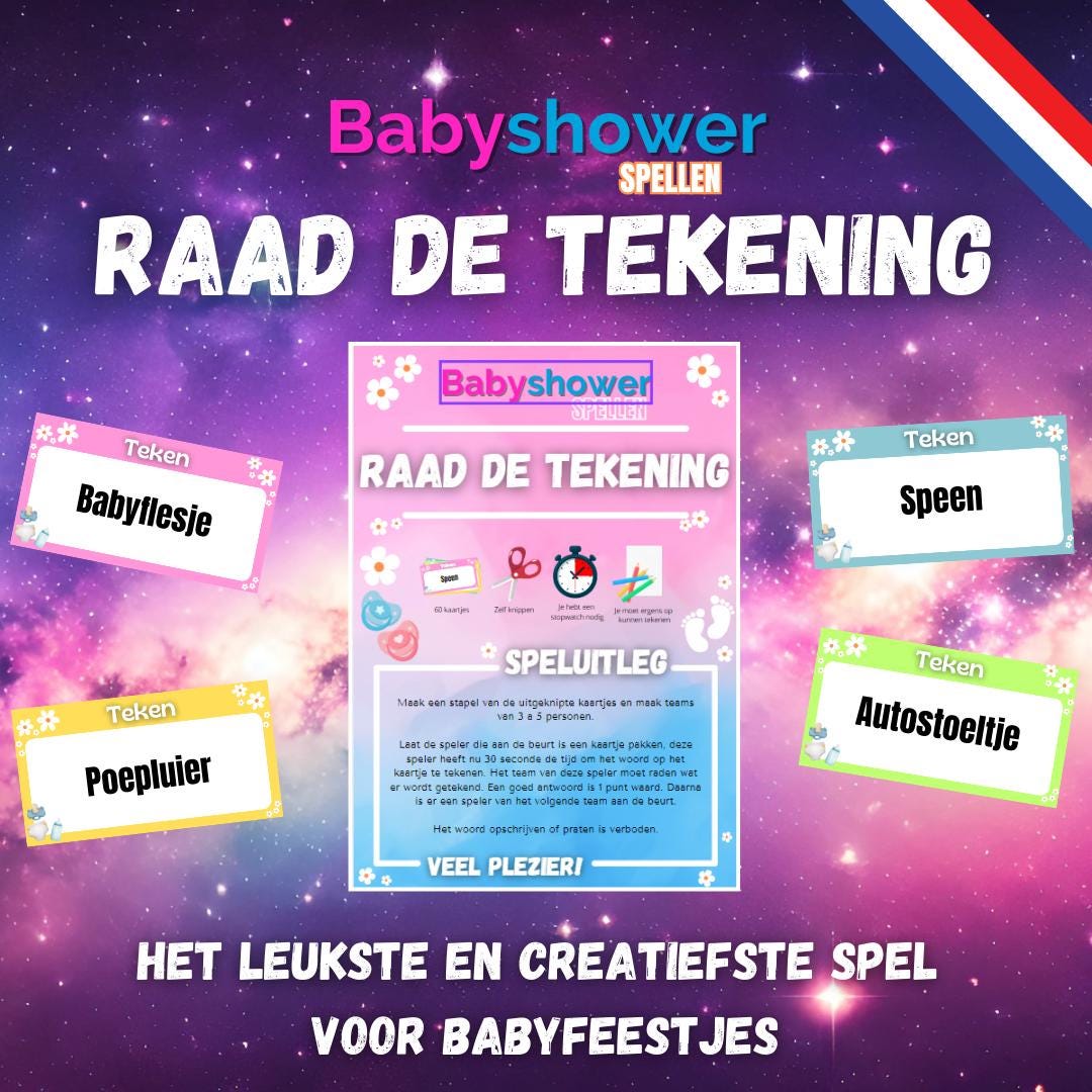 Baby Shower Game | Guess the Drawing | Dutch | Baby Showers & Gender ...