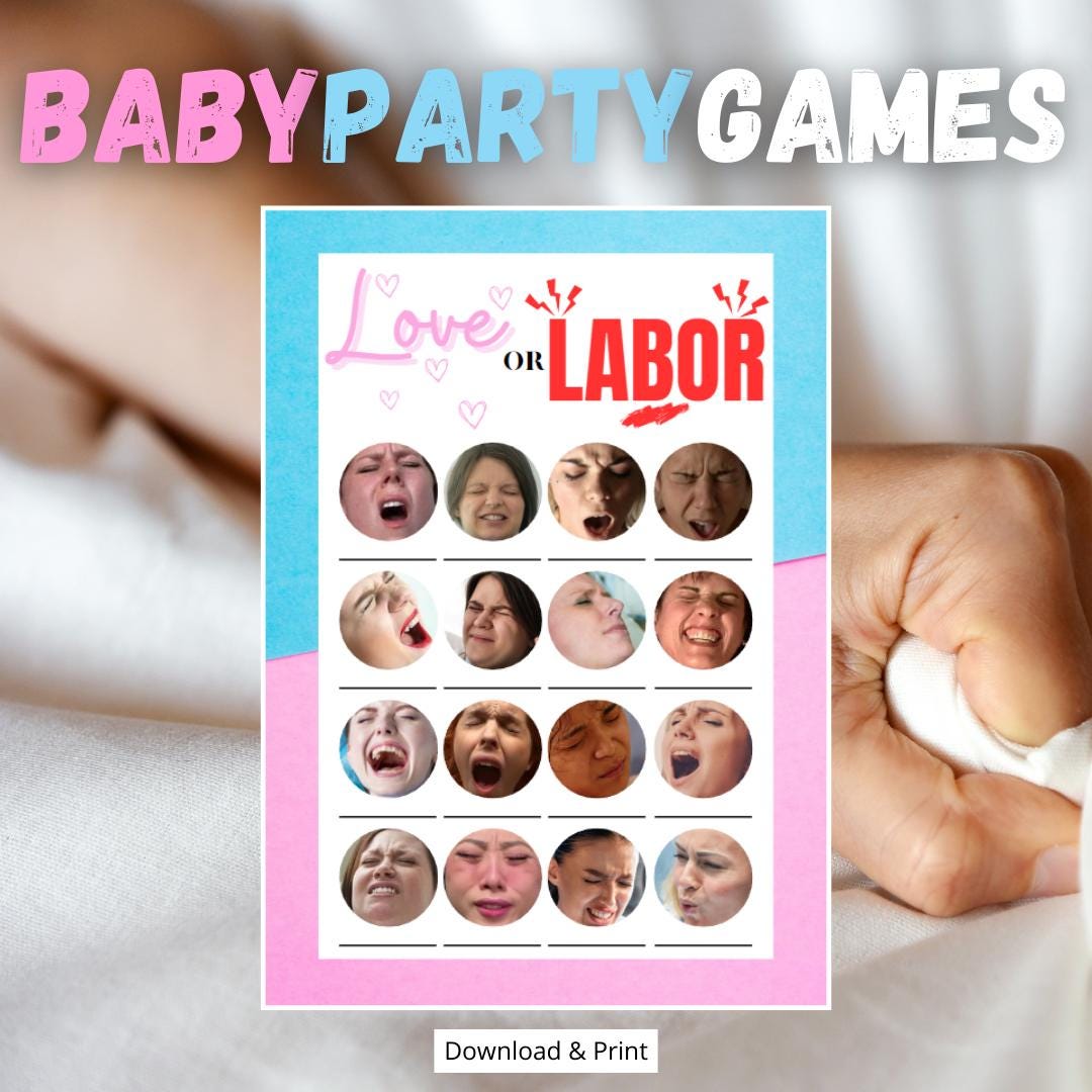 Baby Shower Game Love or Labor English Maternity Parties & Gender ...