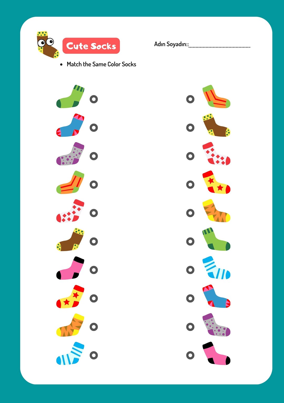 Cute Socks Puzzles for Kids - Etsy