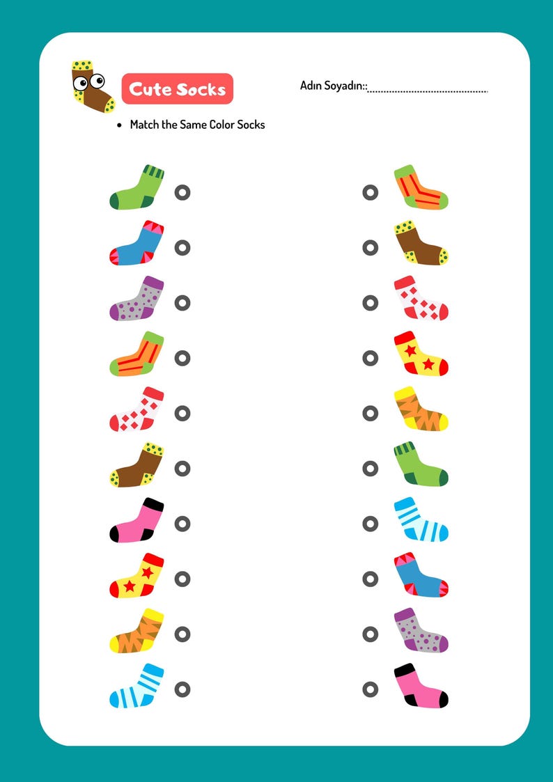 Cute Socks Puzzles for Kids - Etsy