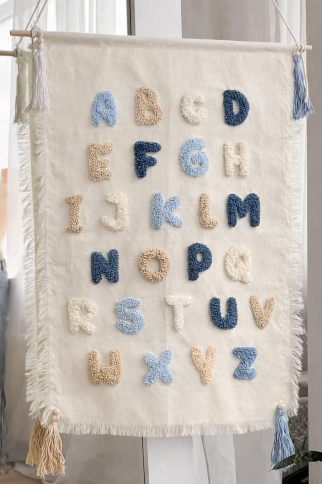 Alphabet Wall Hanging for Nursery, Tufted ABC Wall Decor, Boho Tapestry ...