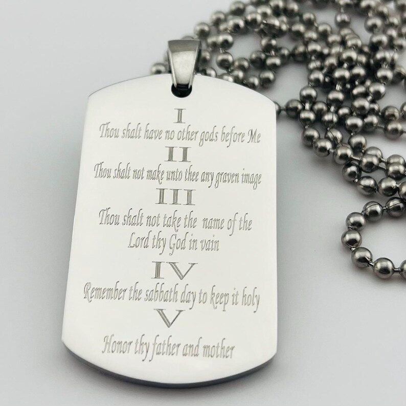 10 Ten Commandments Thick Stainless Steel Dog Tag Necklace - Etsy