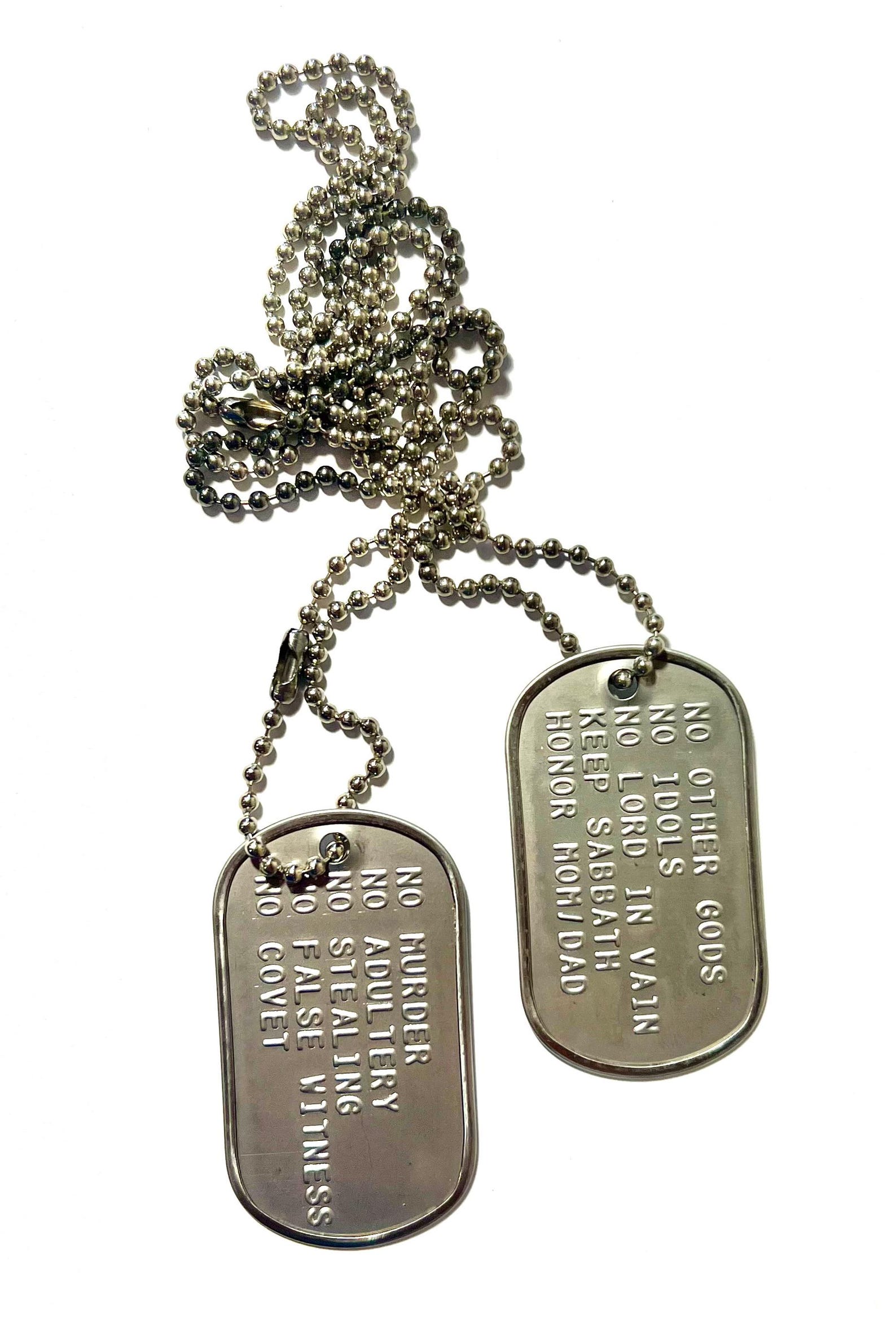 Abbreviated 10 Ten Commandments Military Dog Tags Necklace Embossed - Etsy