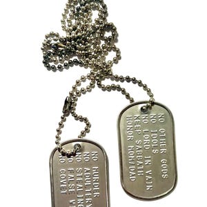 Abbreviated 10 Ten Commandments Military Dog Tags Necklace Embossed - Etsy