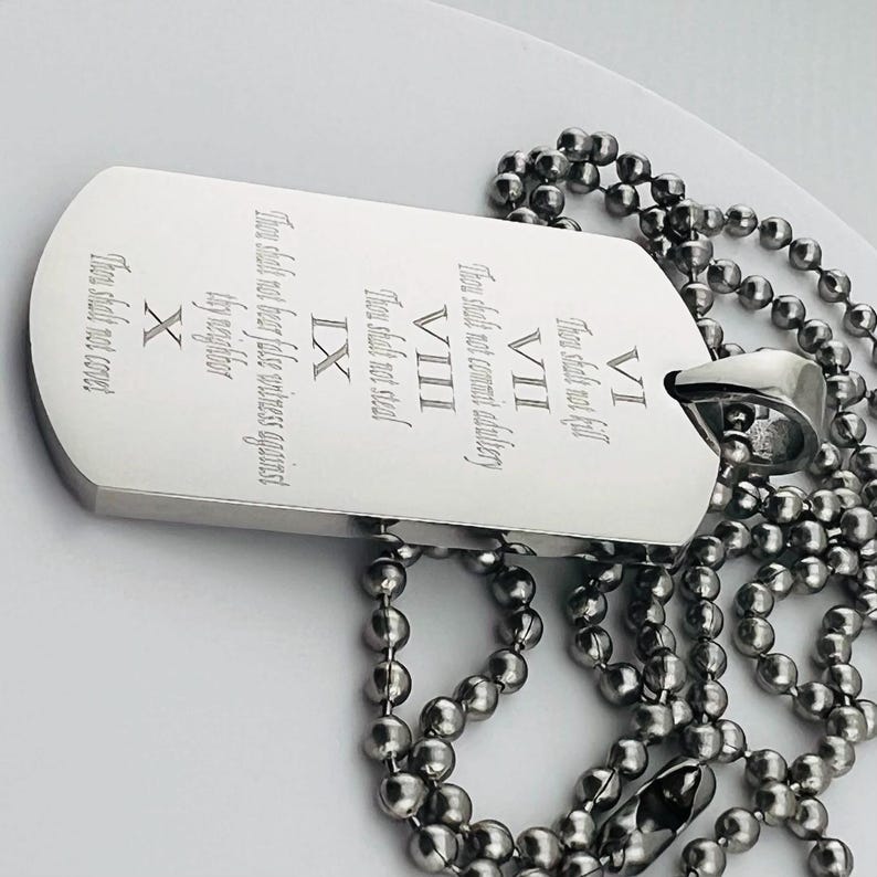 10 Ten Commandments Thick Stainless Steel Dog Tag Necklace - Etsy