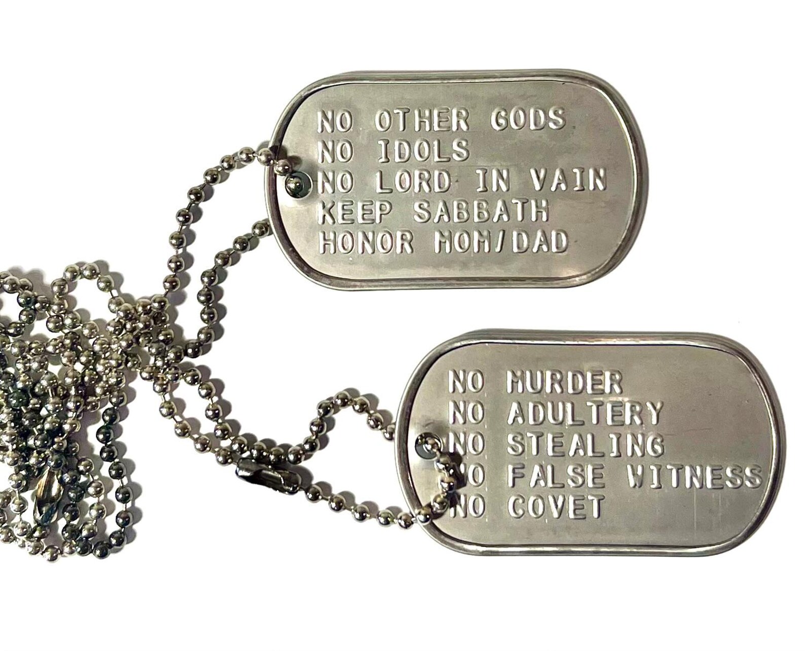 Abbreviated 10 Ten Commandments Military Dog Tags Necklace Embossed - Etsy
