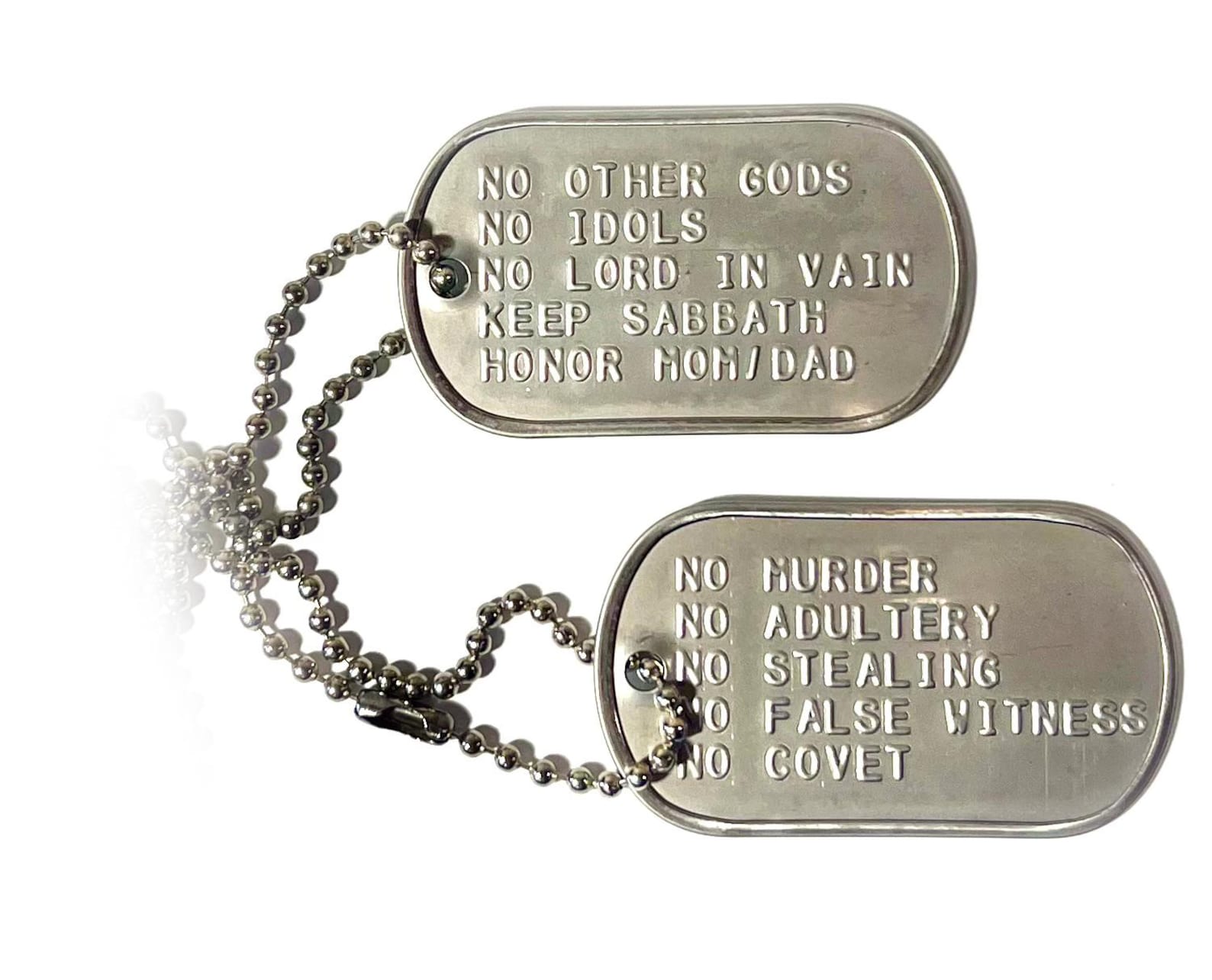Abbreviated 10 Ten Commandments Military Dog Tags Necklace Embossed - Etsy