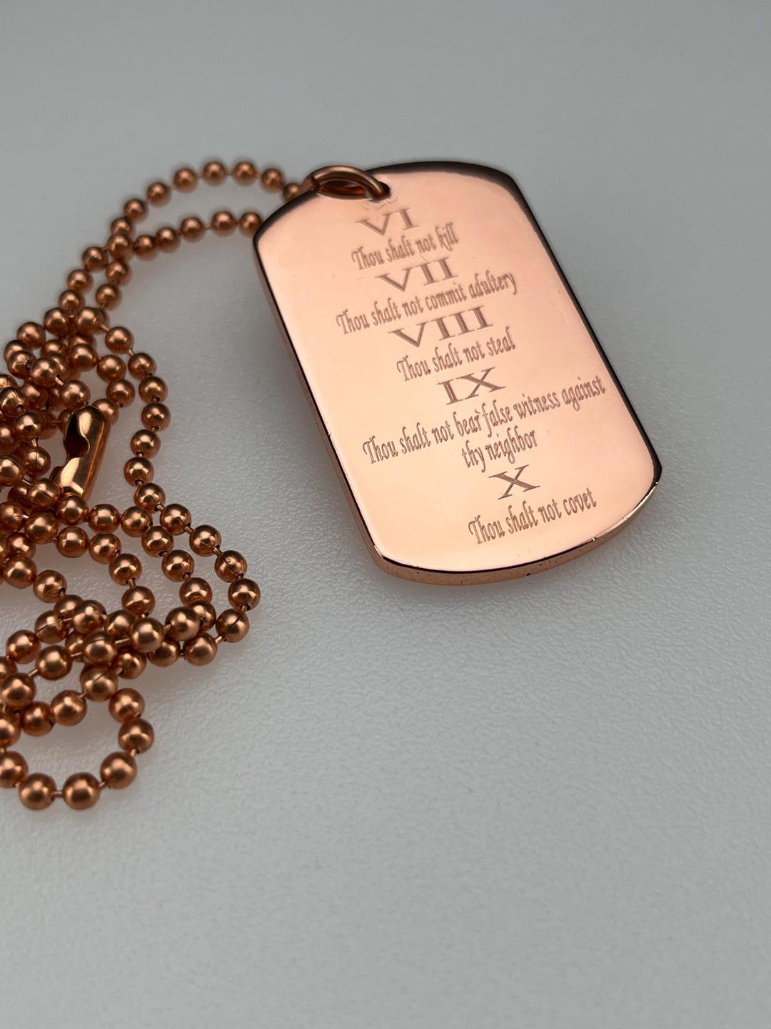 Solid Copper Dog Tag 10 Ten Commandments 2 Sided Necklace Pendant - Etsy