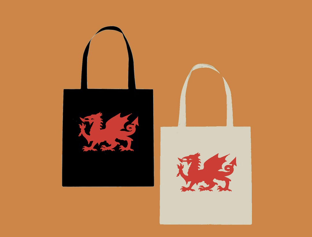 DRAIG WELSH DRAGON Shopping Bag Wales Red Ddraig School Kit Sports ...