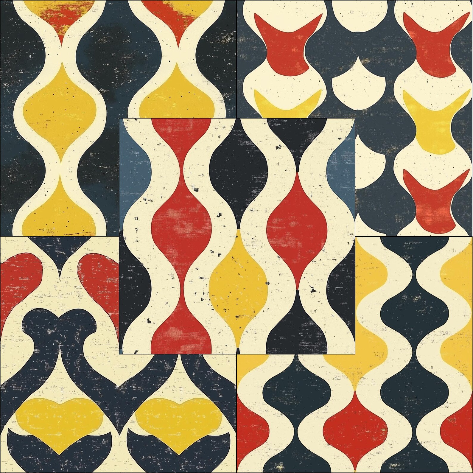 Bold Retro Texture Seamless Patterns, Mid-century Modern Abstract ...