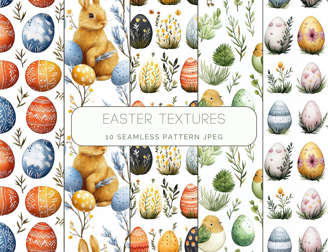 Easter Textures Seamless Pattern, Easter Eggs Pattern, Florals, Easter ...