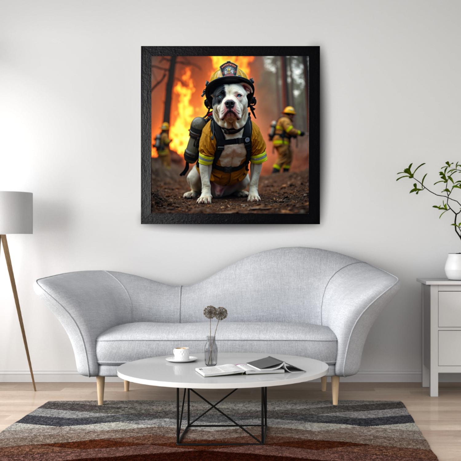 American Bulldog Firefighter Printable Wall Art, Digital Download, Cute ...