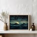 Mountain Moon Print: Starry Night Sky Wall Art, Moody Dark Galaxy ...