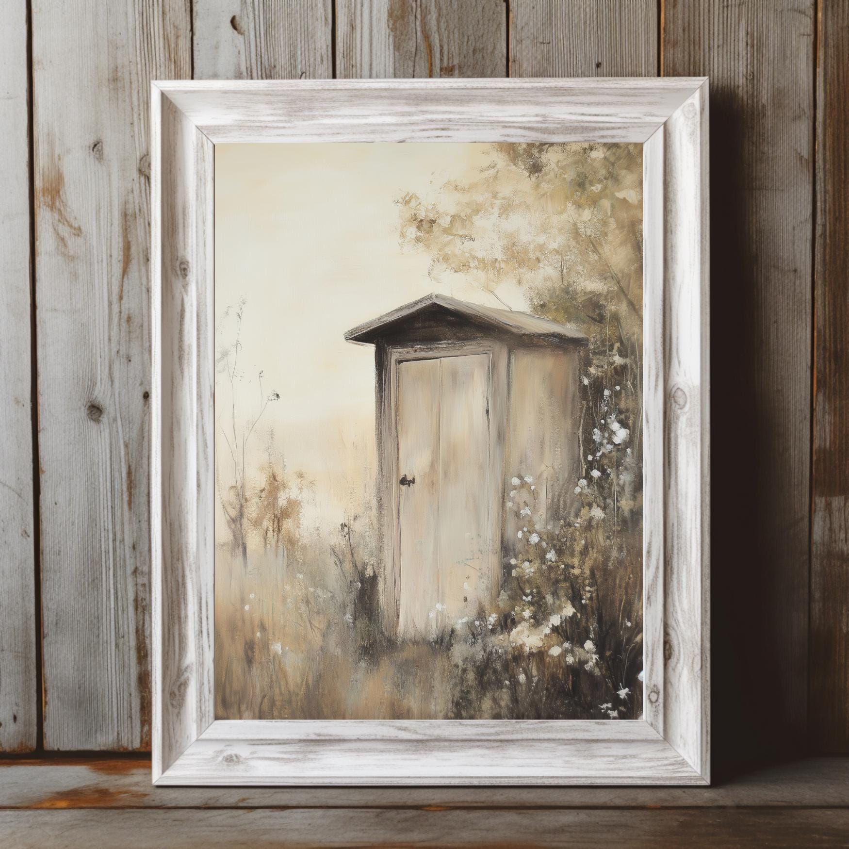Rustic Outhouse Print, Vintage Style Cabin Decor, Guest Bathroom Wall ...