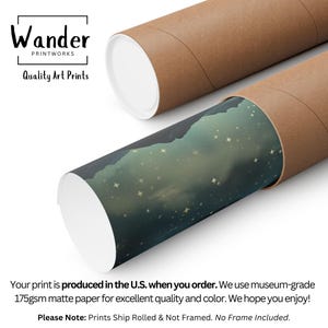 Mountain Moon Print: Starry Night Sky Wall Art, Moody Dark Galaxy ...