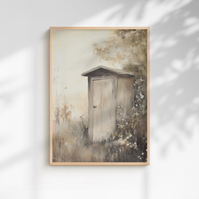 Rustic Outhouse Print, Vintage Style Cabin Decor, Guest Bathroom Wall ...