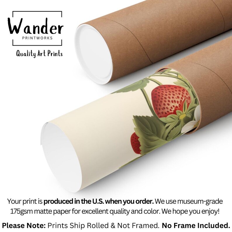 Botanical Strawberry Print: Retro Fruit Wall Art, Floral Wild ...