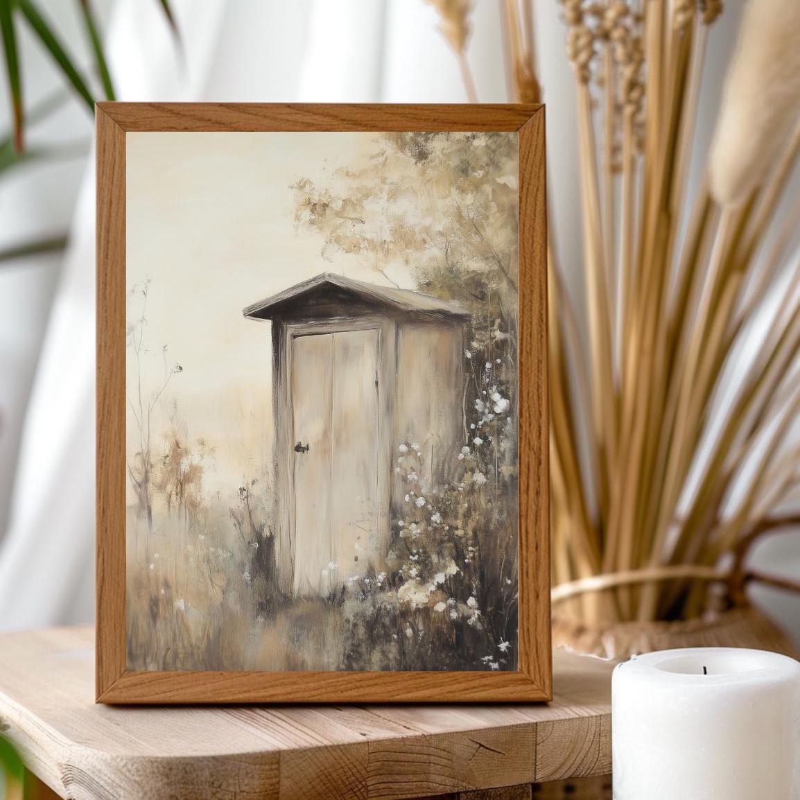 Rustic Outhouse Print, Vintage Style Cabin Decor, Guest Bathroom Wall ...