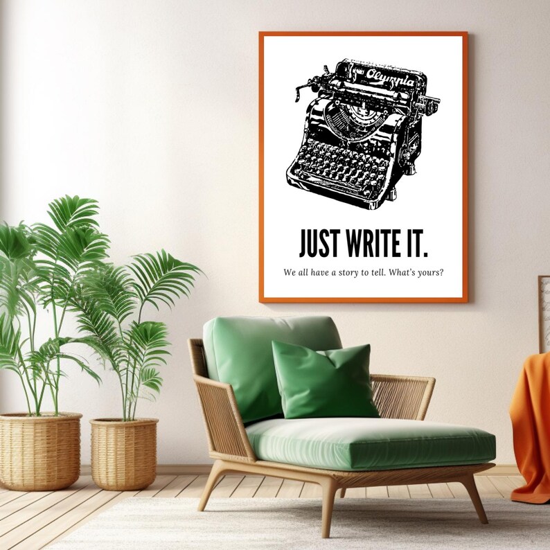 Retro Typewriter Print: Just Write It Classroom Poster, What's Your ...