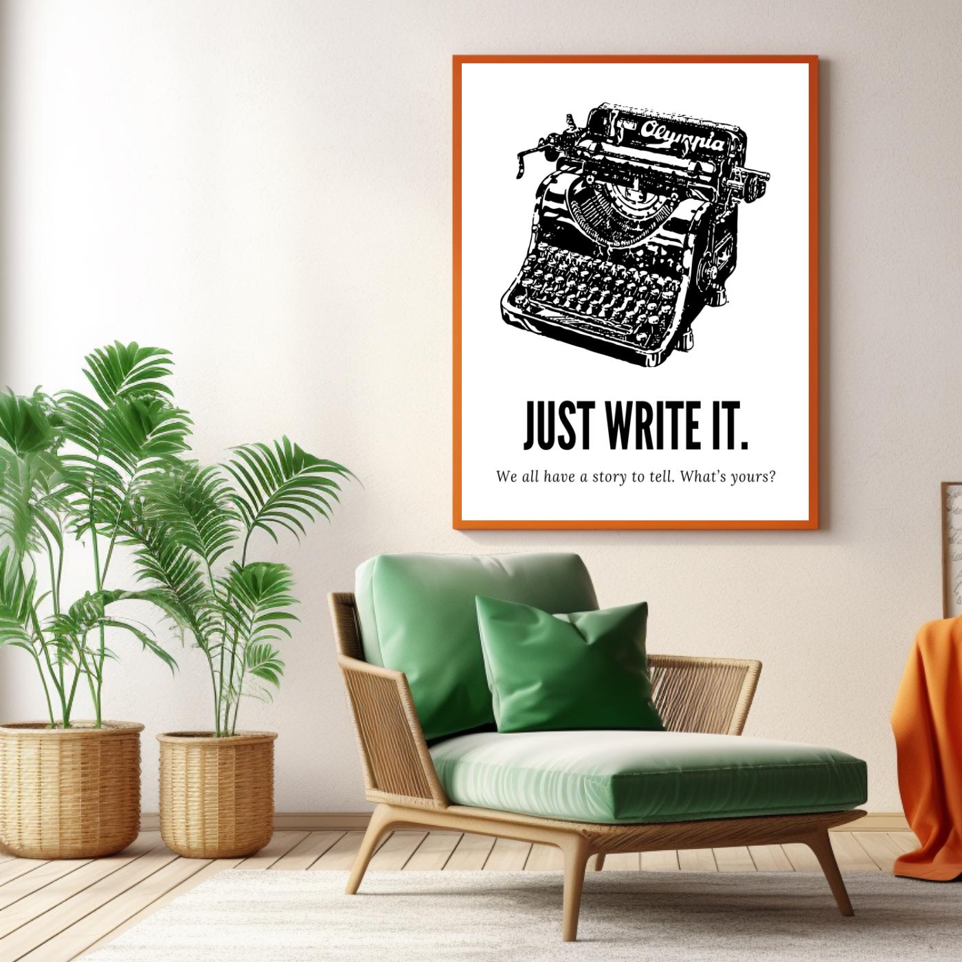 Retro Typewriter Print: Just Write It Classroom Poster, What's Your ...