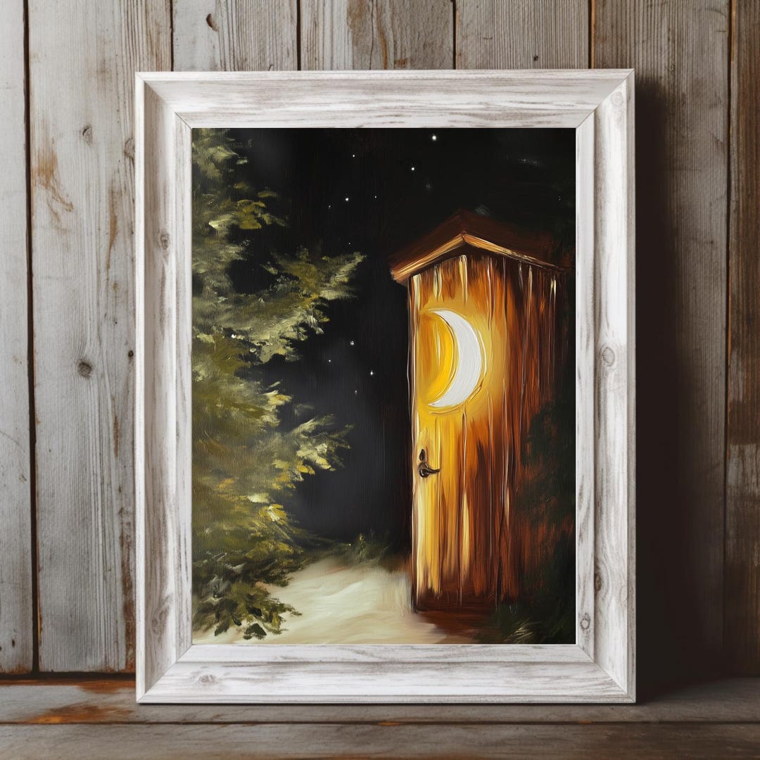 Outhouse Painting Art Print, Rustic Cabin Decor Bathroom Wall Art Camping Gift Outdoor Campy RV ...